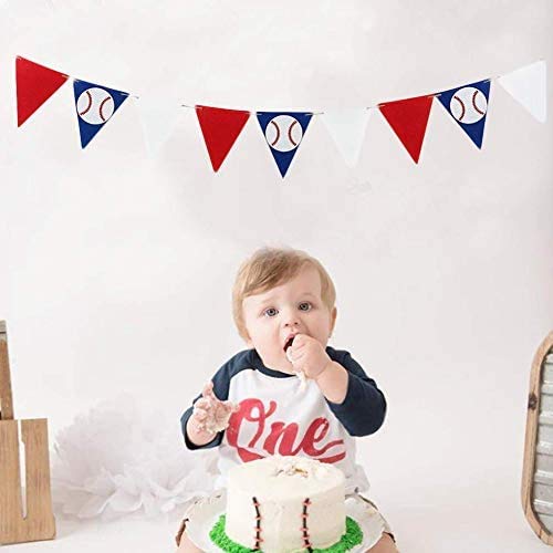 SaNavie Set of 2 Baseball Flag Banner Baseball Party Decorations Triangle Bunting Pennant Concessions Birthday Pennant Sports Party Supplies Photo Props