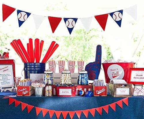 SaNavie Set of 2 Baseball Flag Banner Baseball Party Decorations Triangle Bunting Pennant Concessions Birthday Pennant Sports Party Supplies Photo Props