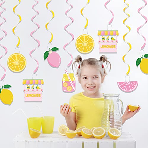 20Pcs Lemon Hanging Swirl Decorations, Citrus Lemonade Party Hanging Decor for Lemonade Baby Shower, Citrus Lime Birthday Party, Summer Fruit Party Decor, Celling, Home, Office Decor