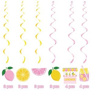 20Pcs Lemon Hanging Swirl Decorations, Citrus Lemonade Party Hanging Decor for Lemonade Baby Shower, Citrus Lime Birthday Party, Summer Fruit Party Decor, Celling, Home, Office Decor