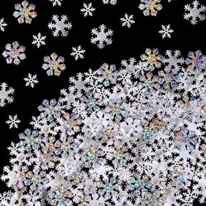 christmas snowflake confetti decoration(300pcs),konsait large shimmer snowflakes cake table confetti for xmas party decor accessories winter wedding happy new year arts crafts party decoration supplies