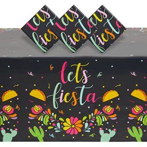 3 pack let’s fiesta table covers for cinco de mayo decorations, mexican taco party supplies (54 x 108 in)