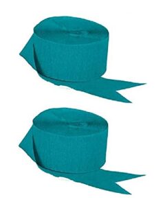 teal crepe paper streamers, 2 rolls, 145 ft total, made in usa!