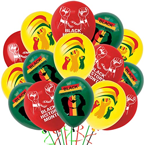 Black History Month Balloons Latex Party Balloons - 36 Pcs 12 inch Round Juneteenth Freedom Day June 19 Balloons for Black Themed Commemoration National Party Backdrop Decorations