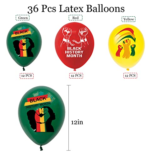 Black History Month Balloons Latex Party Balloons - 36 Pcs 12 inch Round Juneteenth Freedom Day June 19 Balloons for Black Themed Commemoration National Party Backdrop Decorations