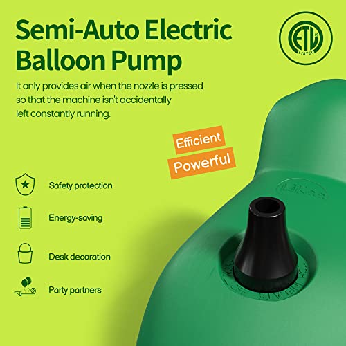 LiKee Elephant Electric Balloon Pump Portable Balloon Inflator Air Blower with Balloon Arch &Garland Tools for Party Decoration (Sea Green)