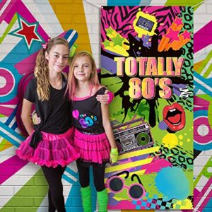 Totally 80's Door Cover, Large Fabric 80's Hip Hop Sign Graffiti Backdrop, 80's Party Retro Decoration Banner for 80's Theme Party Supplies Favors, 78.7 x 35.4 Inches