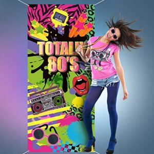 Totally 80's Door Cover, Large Fabric 80's Hip Hop Sign Graffiti Backdrop, 80's Party Retro Decoration Banner for 80's Theme Party Supplies Favors, 78.7 x 35.4 Inches