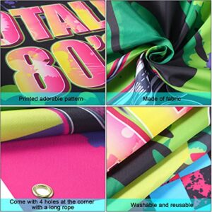 Totally 80's Door Cover, Large Fabric 80's Hip Hop Sign Graffiti Backdrop, 80's Party Retro Decoration Banner for 80's Theme Party Supplies Favors, 78.7 x 35.4 Inches