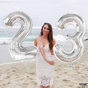 Silver Giant 23 Balloon Numbers - 40 Inch | 23 Balloon Numbers for 23rd Birthday Decorations for Women | Silver 23 Balloons for 23 Birthday Decorations for Men | 23 Birthday Balloon Foil Silver Number