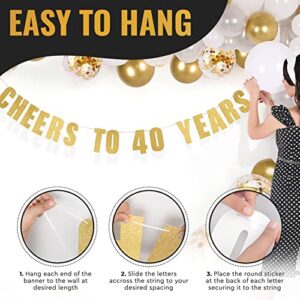 Pre-Strung 40th Birthday Banner - Cheers to 40 Years Birthday Decorations , Over The Hill Party Supplies 40th Birthday Decor , Happy 40th Birthday Decorations Men Bday Backdrop - By Prazoli