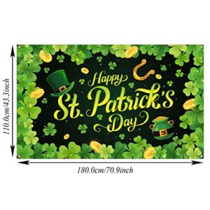 St. Patrick’s Day Backdrop Banner Large Fabric Clover Backdrop Decor Decorations Background Banner Irish Shamrock Leaves Party Supplies