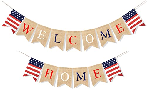 Uniwish Patriotic Welcome Home Banner Military Homecoming from Deployment Welcome Back Home Decorations Red White and Blue Theme Party Supplies