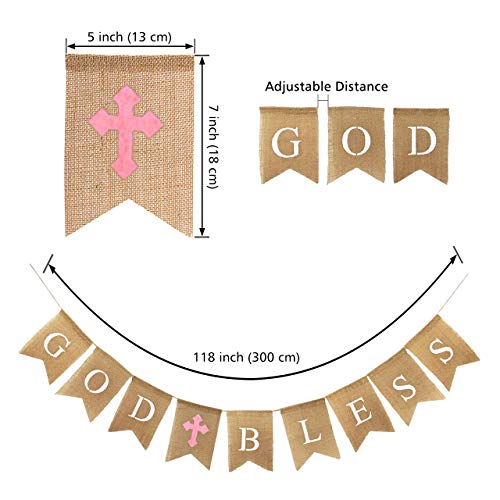 Baptism Decorations for Girls with 6pcs Paper Honeycombs, Baptism Banner Confirmation Communion Decorations