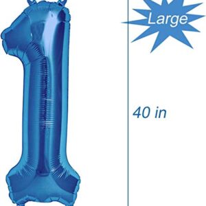 Tellpet Number 10 Balloons, 40 Inch Foil Balloons, Sapphire Blue