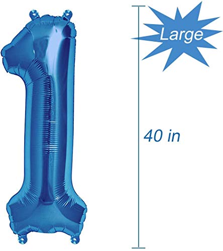 Tellpet Number 10 Balloons, 40 Inch Foil Balloons, Sapphire Blue