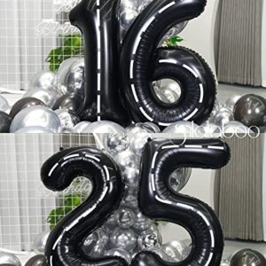 SULALABOO 40 Inch Black 5 Balloon Number Large Helium Number Balloons 0-9 Giant Digital 5th Foil Mylar Big Party Balloon for Boy or Girl Birthday Party Anniversary Decorations