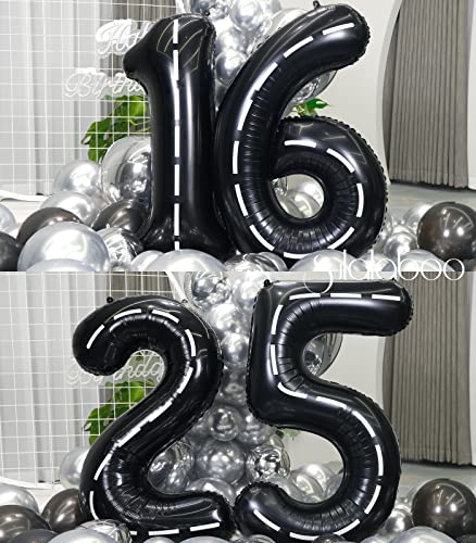 SULALABOO 40 Inch Black 5 Balloon Number Large Helium Number Balloons 0-9 Giant Digital 5th Foil Mylar Big Party Balloon for Boy or Girl Birthday Party Anniversary Decorations