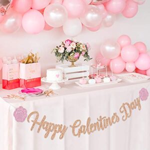 Happy Galentine's Day Banner Rose Gold Glitter Pink Rose Party Decorations Be My Galentine Theme Ideas Valentine's Favors Girls Gathering Photo Booth Props Ladies Celebration Brunch Backdrop Supplies