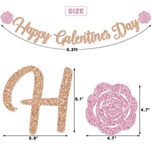 Happy Galentine's Day Banner Rose Gold Glitter Pink Rose Party Decorations Be My Galentine Theme Ideas Valentine's Favors Girls Gathering Photo Booth Props Ladies Celebration Brunch Backdrop Supplies