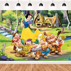 snow white backdrop,7×5 ft princess snow white banner princess background snow white and the seven dwarfs backdrop princess theme birthday party backdrop supplies & decor for girls