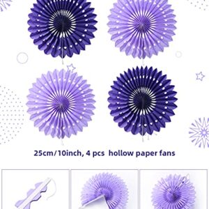 Auihiay 32 Pieces Purple Party Decoration Include Paper Fans, Tissue Paper Pom Poms, Circle Dot Garland and Tissue Paper Tassel for Birthday Wedding Baby Shower Bridal Shower Girls Women Party