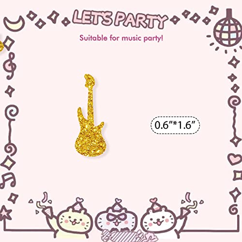 Set of 100 Guitar Confetti, Gold Glitter Guitar Birthday Confetti, Music Themed Party Confetti, Guitar Smash Cake Decor, Happy Birthday Party Decor