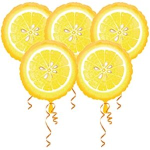 Set of 5 Lemon 18" Foil Party Balloons