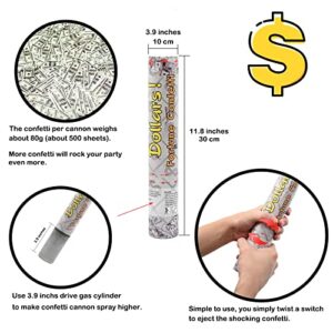 VICKYPOP Confetti Cannon Creative Small Size Dollar Bill Confetti Poppers Suitable for Business Signing, Opening Activities, Promotion and Salary Increase Celebration, Holiday or Birthday Party (Pack of 4)