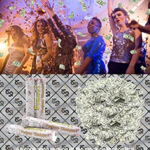 VICKYPOP Confetti Cannon Creative Small Size Dollar Bill Confetti Poppers Suitable for Business Signing, Opening Activities, Promotion and Salary Increase Celebration, Holiday or Birthday Party (Pack of 4)