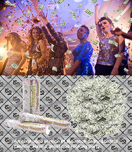 VICKYPOP Confetti Cannon Creative Small Size Dollar Bill Confetti Poppers Suitable for Business Signing, Opening Activities, Promotion and Salary Increase Celebration, Holiday or Birthday Party (Pack of 4)