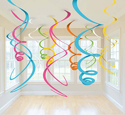 Multicolor Plastic Swirl Decorations - 22", 12 Pcs