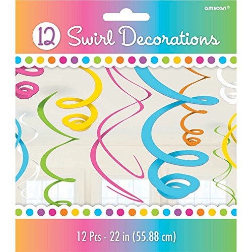 Multicolor Plastic Swirl Decorations - 22", 12 Pcs