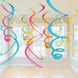 Multicolor Plastic Swirl Decorations - 22", 12 Pcs