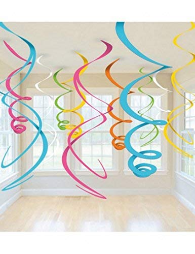 Multicolor Plastic Swirl Decorations - 22", 12 Pcs