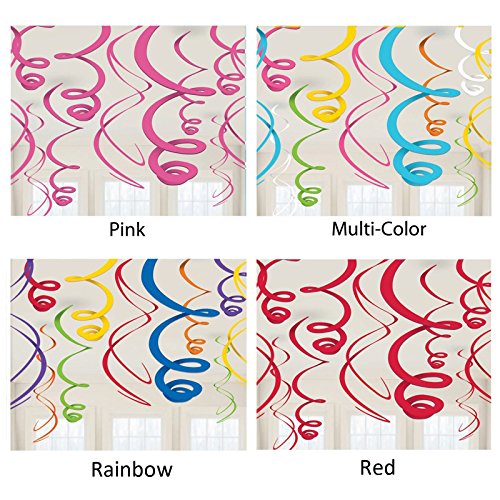 Multicolor Plastic Swirl Decorations - 22", 12 Pcs