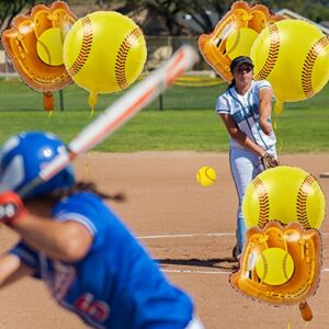 16 Pieces Softball Mylar Party Balloons 18 Inch Ball 20 Inch Glove Foil Balloons Sports Theme Softball Party Favors Softball Decorations Softball Birthday Party Supplies for Athletic Gifts Photo Props