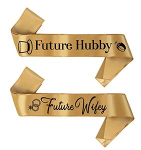 brosash bachelorette & bachelor party sash -“future wifey” &”future hubby” groom, bride to be supplies 2 pcs set best wedding gifts bridal shower decorations engagement favors miss to mrs. gift kit