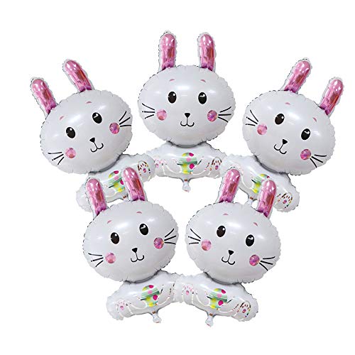 Easter Cute Bunny Balloons Mylar Foil Balloon Halloween Decorations Birthdays Animal Party Supplies 5Pcs