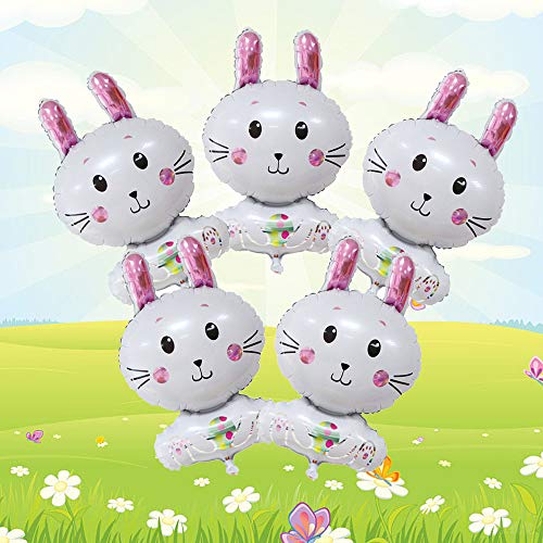 Easter Cute Bunny Balloons Mylar Foil Balloon Halloween Decorations Birthdays Animal Party Supplies 5Pcs