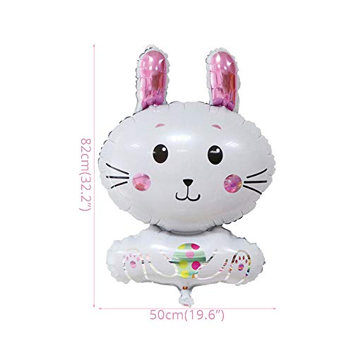 Easter Cute Bunny Balloons Mylar Foil Balloon Halloween Decorations Birthdays Animal Party Supplies 5Pcs