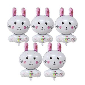 Easter Cute Bunny Balloons Mylar Foil Balloon Halloween Decorations Birthdays Animal Party Supplies 5Pcs