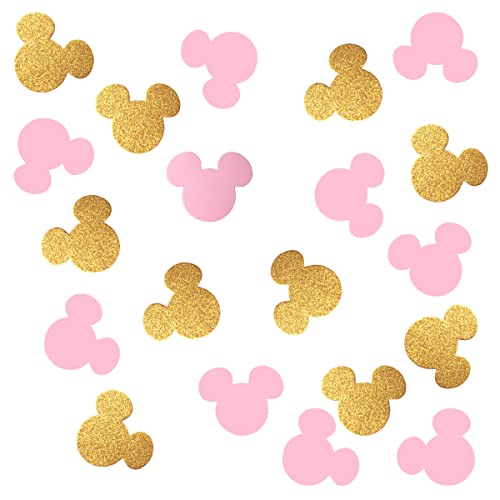 100 pcs Minnie Confetti,Pink And Gold Mouse confetti,Minnie Birthday,First Birthday Party Decoration,Baby Shower Decoration