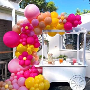 Hot Pink Yellow Balloons Garland Kit - Mustard Yellow Pink Balloon Latex Pastel Balloons Arch For Baby Shower Princess Bridal Shower Birthday Party Decorations