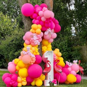 Hot Pink Yellow Balloons Garland Kit - Mustard Yellow Pink Balloon Latex Pastel Balloons Arch For Baby Shower Princess Bridal Shower Birthday Party Decorations