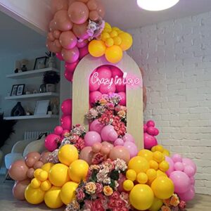 Hot Pink Yellow Balloons Garland Kit - Mustard Yellow Pink Balloon Latex Pastel Balloons Arch For Baby Shower Princess Bridal Shower Birthday Party Decorations