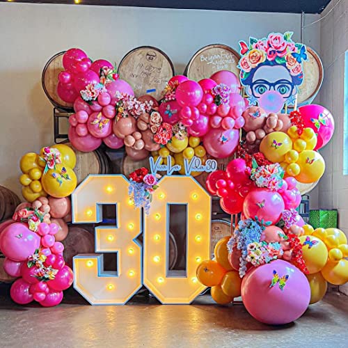 Hot Pink Yellow Balloons Garland Kit - Mustard Yellow Pink Balloon Latex Pastel Balloons Arch For Baby Shower Princess Bridal Shower Birthday Party Decorations