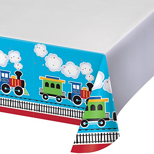 Creative Converting Border Print Plastic Tablecover, All Aboard -