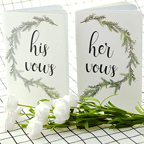 AOODOOM Wedding Vow Books, His and Her Vow Books, Exquisite Wedding Vow Books, Wedding Keepsake, Gift for Wedding, Set of 2, White,