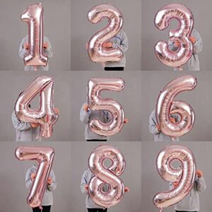 Aabellay Large Foil Mylar Balloons 40 Inch Rose Gold Number Balloons Giant Jumbo Birthday Balloons for Birthday Party Decorations - Rose Gold 80